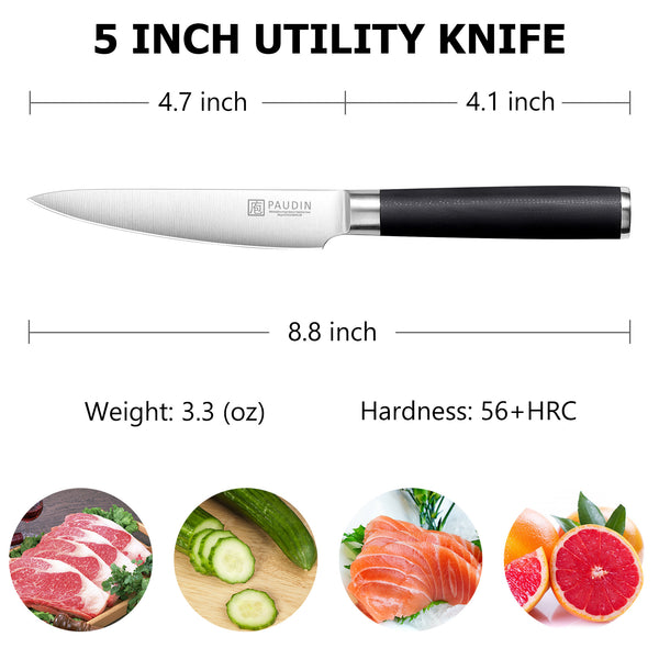Qian Pro 5 Inch Utility Knife With G10 Handle - Paudin2B